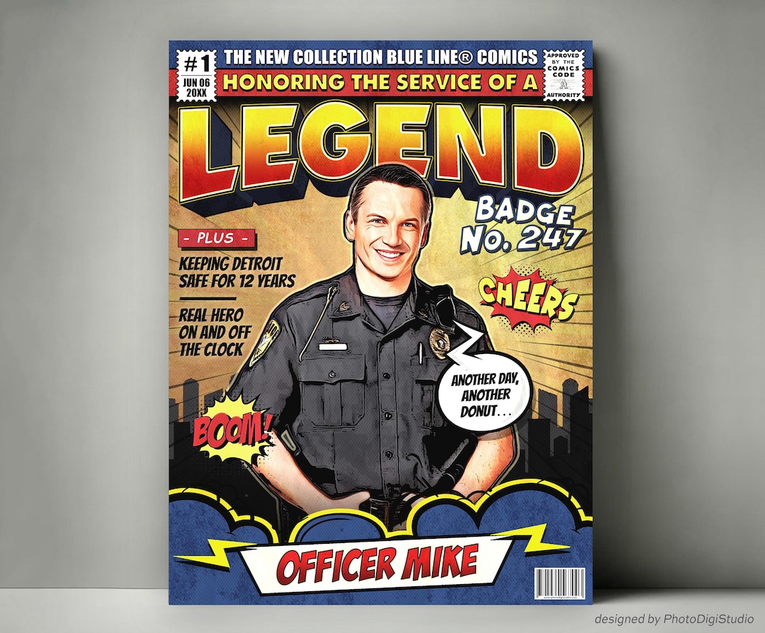 Custom Comic Book Cover, Custom Police Officer Gifts, Police Retirement ...