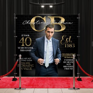 Custom Backdrop With Photo, Birthday Backdrop for Men, 70th 60th 50th ...
