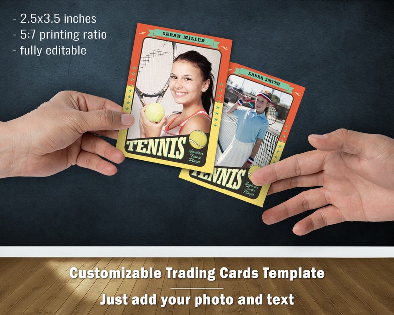 Retro Tennis Trading Card Template Tennis Card Template DIY - Etsy