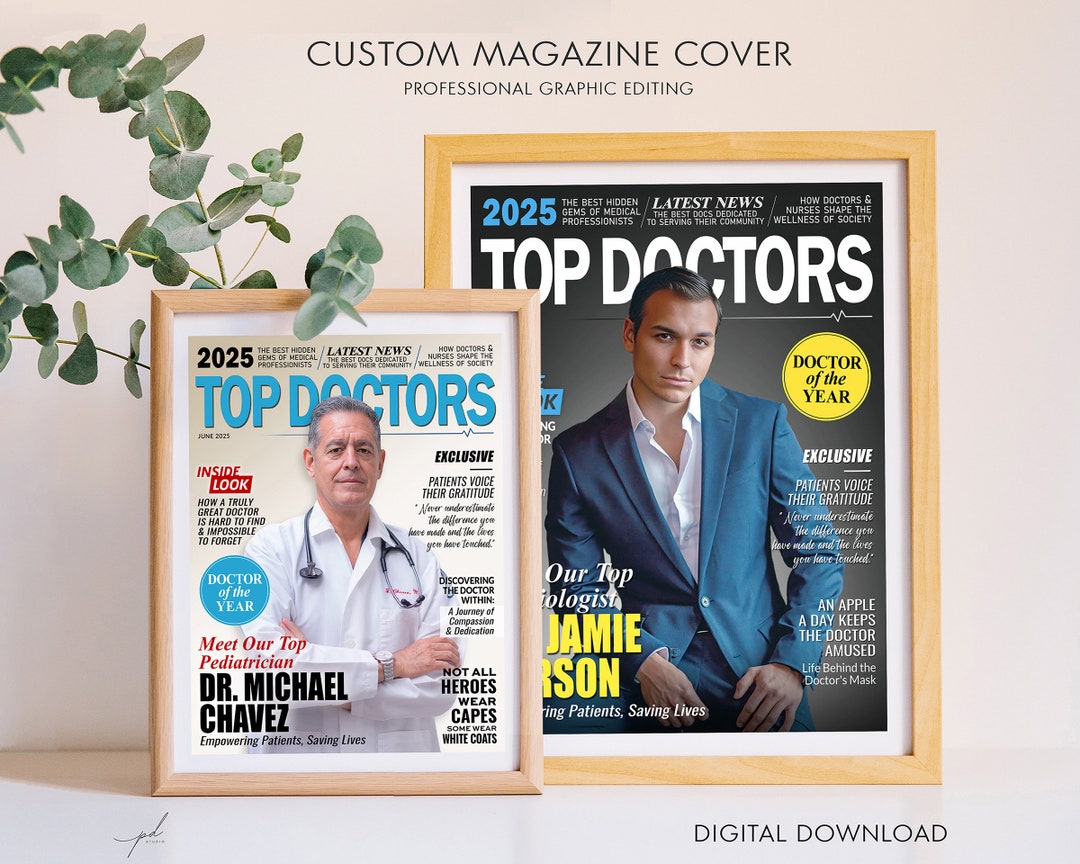 Personalized Doctor Gift Custom Magazine Cover, Doctor Portrait From ...