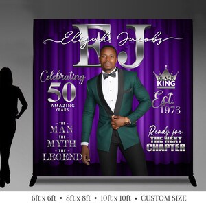 Elegant Birthday Backdrop for Men, Black King Custom Backdrop, Any Age ...