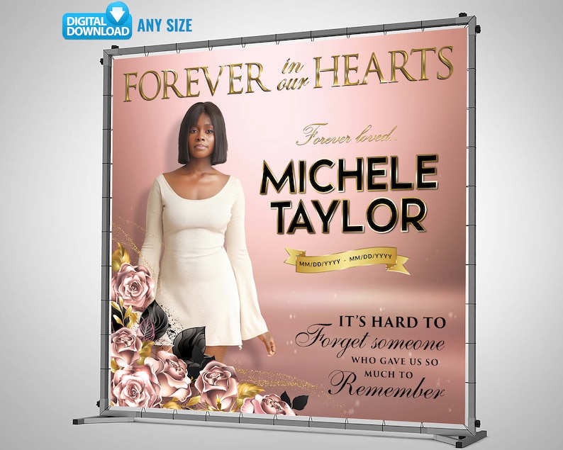 Celebration of Life Backdrop for Women, Rose Gold Memorial Backdrop ...