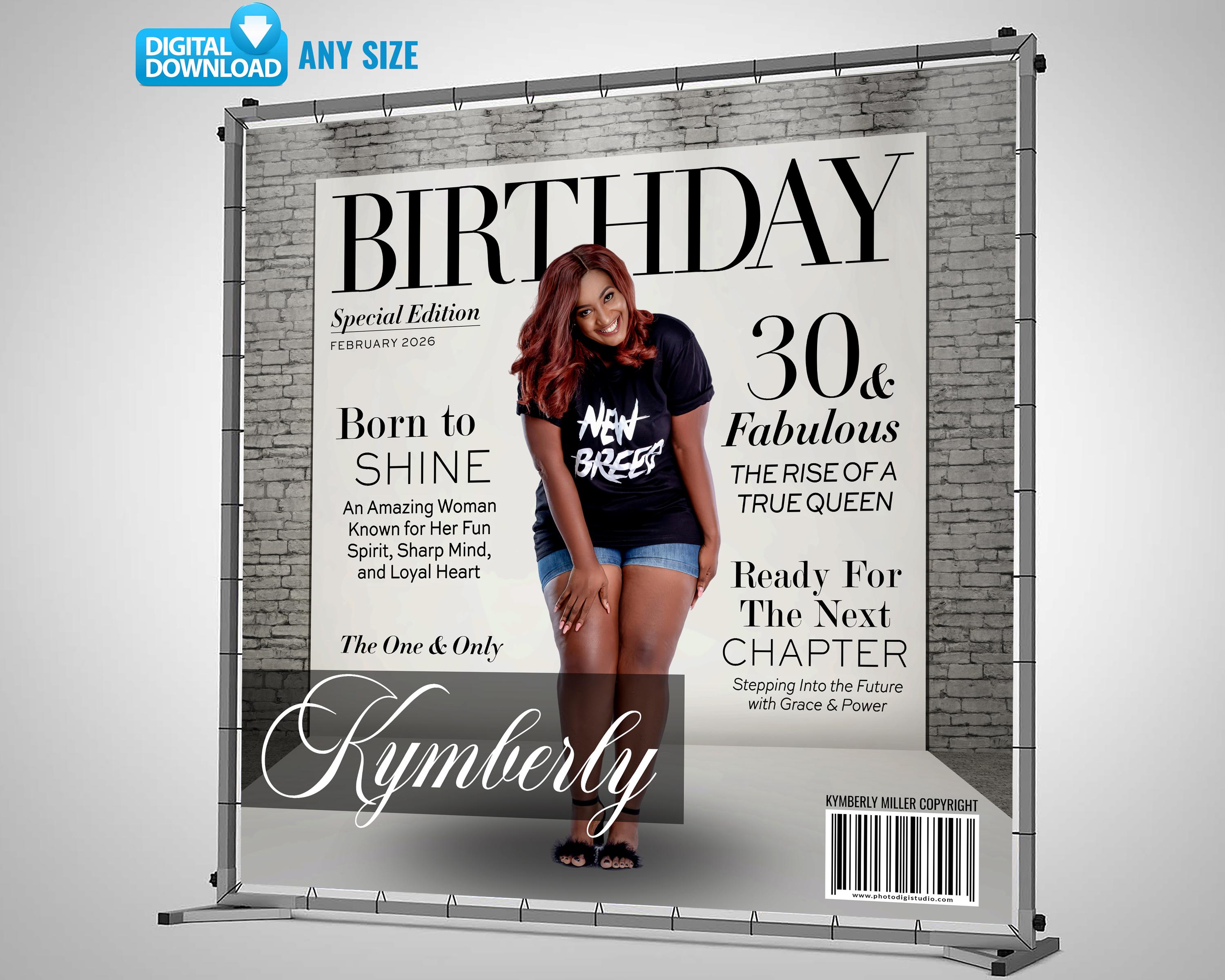 Magazine Cover Backdrop With Photo, Custom Fashion Backdrop, Birthday ...