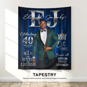 Elegant Birthday Backdrop for Men, Black King Custom Backdrop, Any Age ...