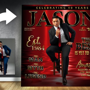 Custom Birthday Backdrop for Men, Red Gold Luxury Backdrop With Photo ...