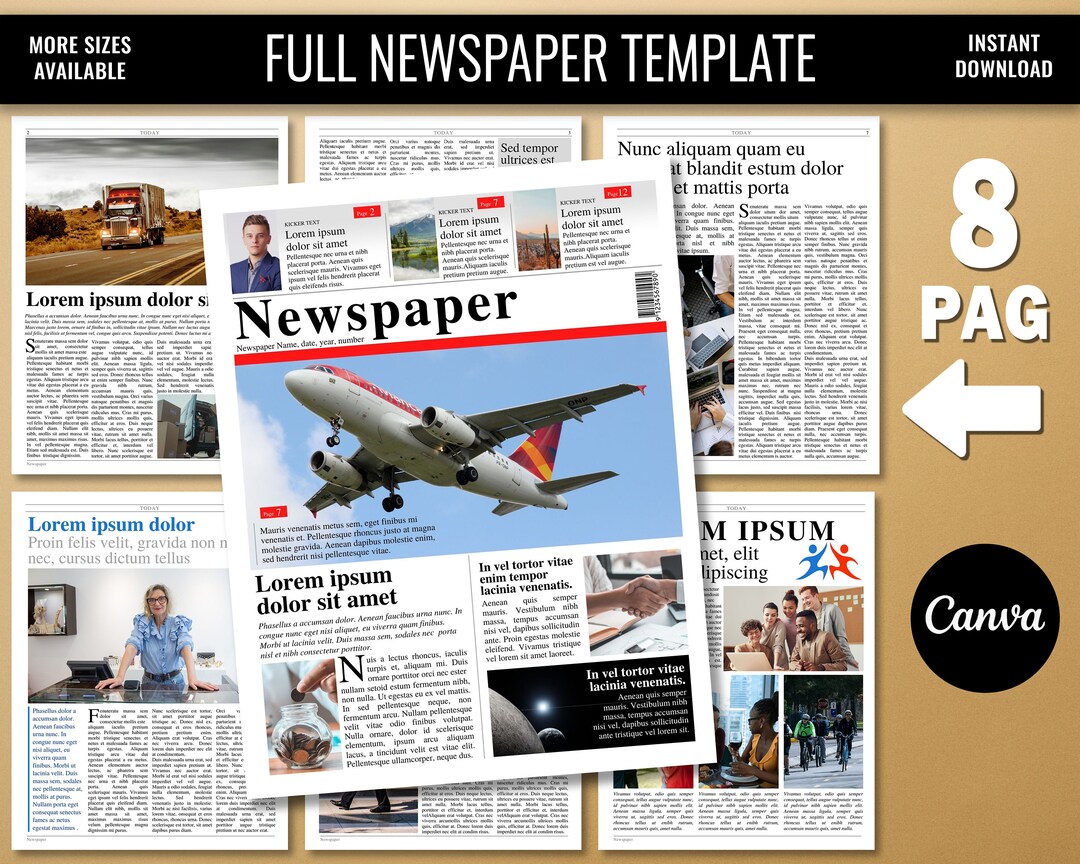 8 Pages Multipurpose Newspaper Template for Businesses or Shops, Modern ...