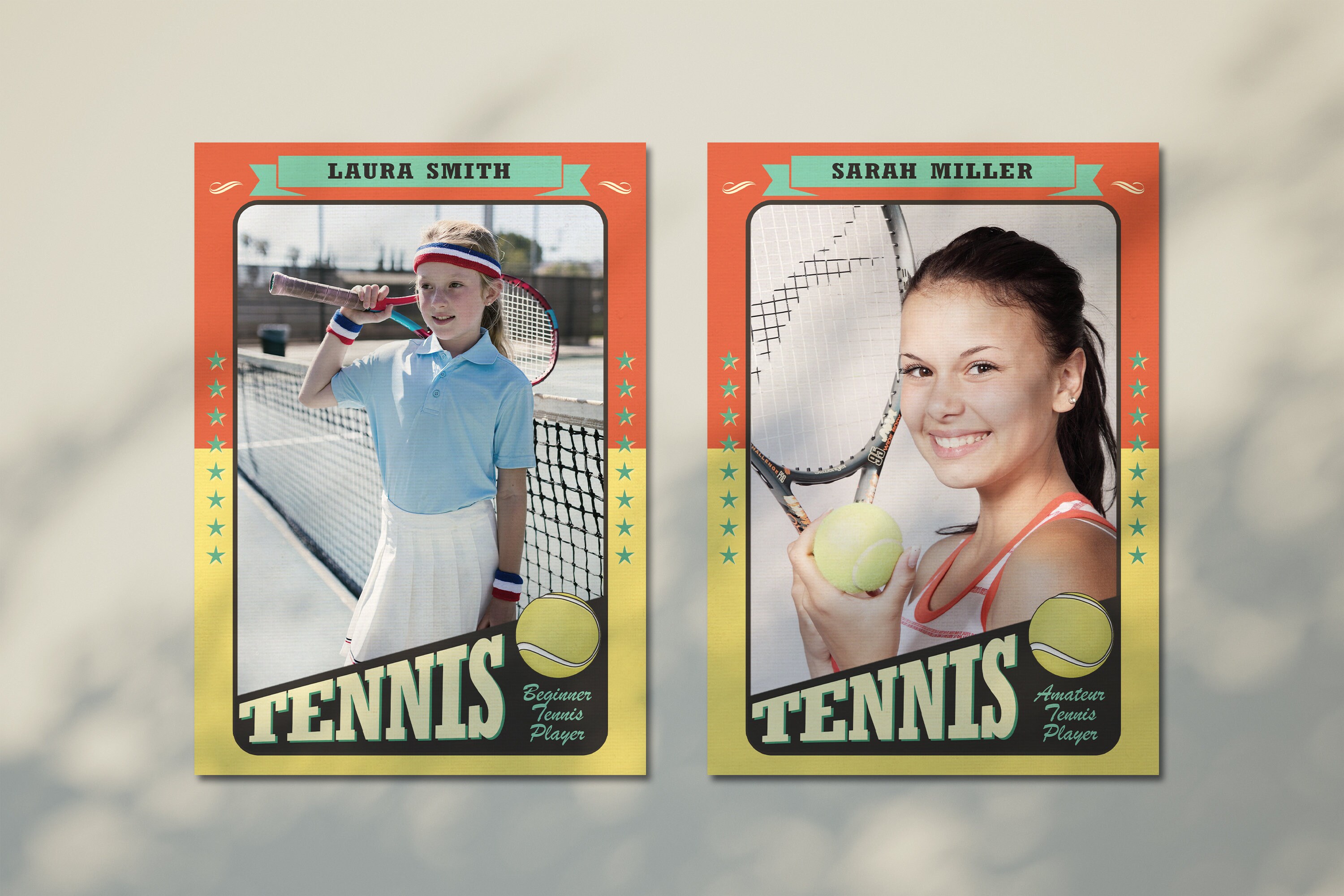 Retro Tennis Trading Card Template Tennis Card Template DIY - Etsy