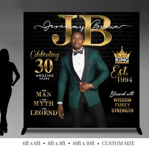Black King Custom Backdrop With Photo, Birthday Party Backdrop for Men ...