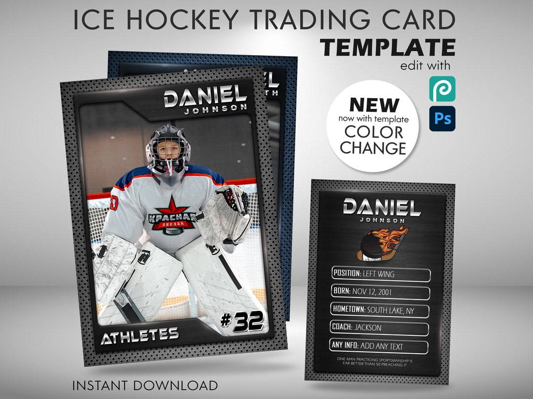Ice Hockey Trading Card Template Graphite Theme, PSD Template Fully ...