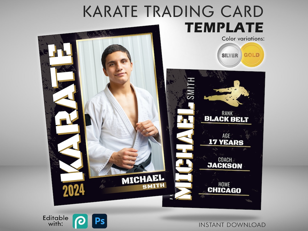 Karate Trading Card Template, Marial Arts Gifts, Jiu Jitsu Gifts ...