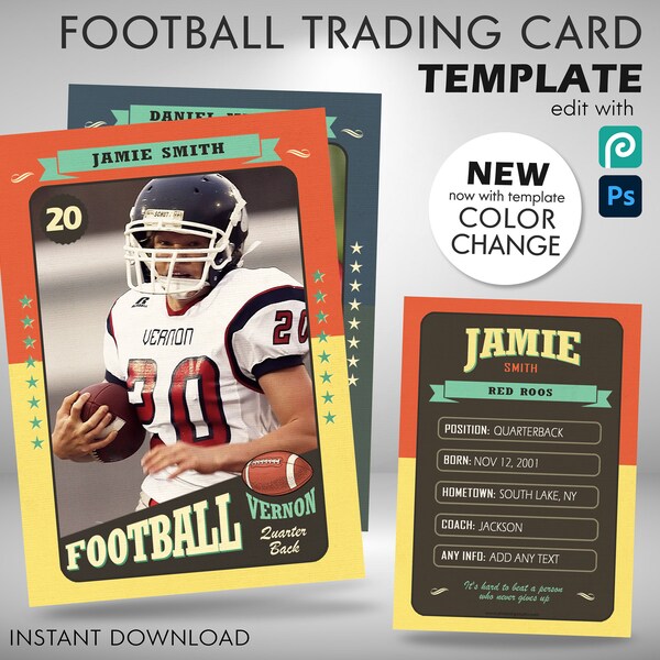 Football Card Psd Template - Etsy
