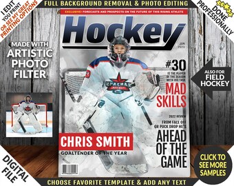 Hockey Magazine Cover Template - Etsy