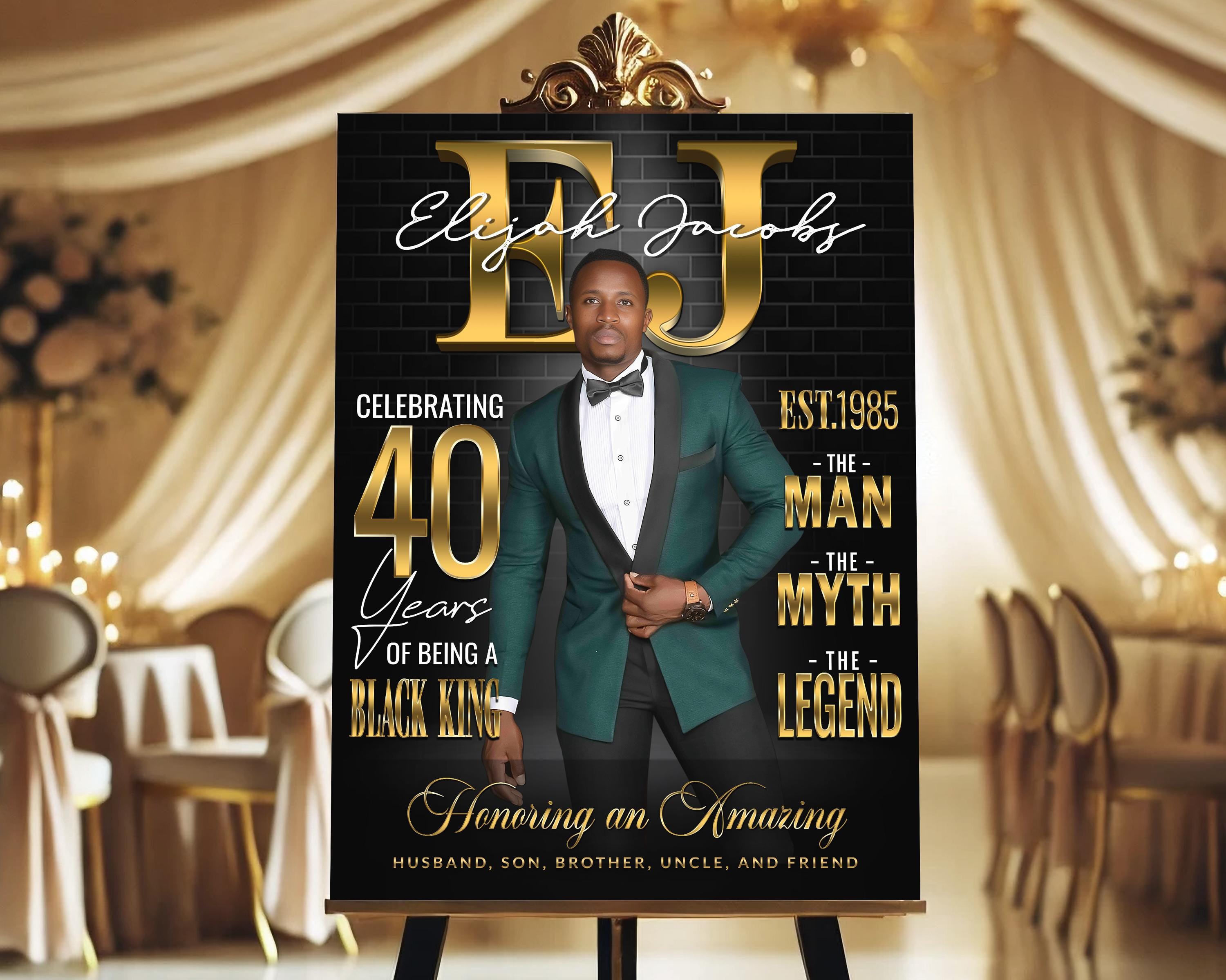 Elegant Custom Birthday Banner for Men, Photo Welcome Sign Personalized ...