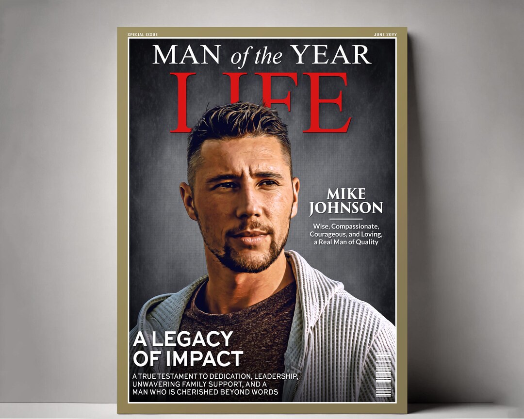 Man of the Year Portrait Custom Life Magazine Cover, Personalized Gifts ...