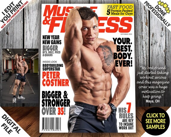 Custom Fitness Magazine Cover - Muscle Bodybuilding Personalized Sport ...