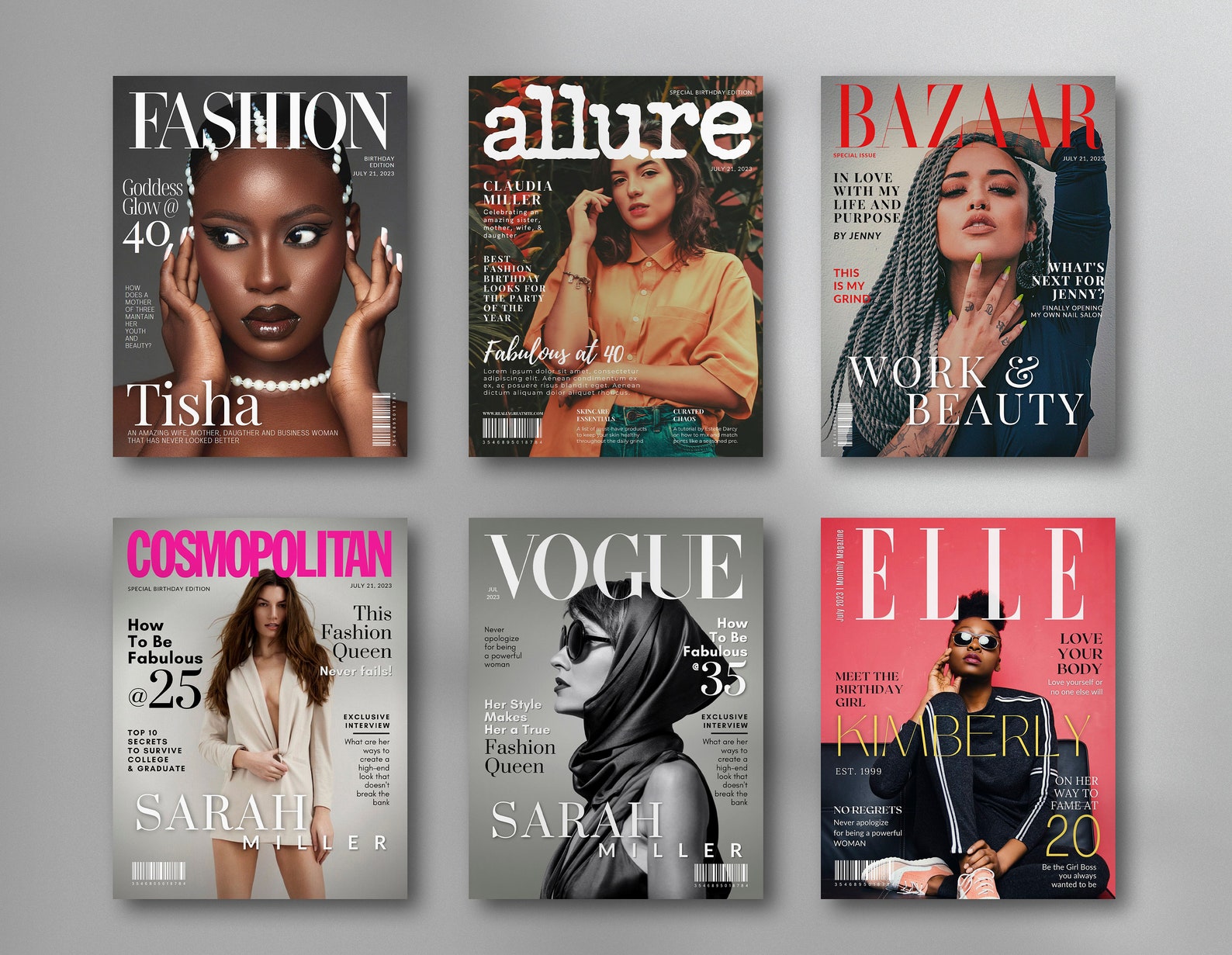 Fashion Magazine Cover Template Bundle Custom Magazine Cover - Etsy