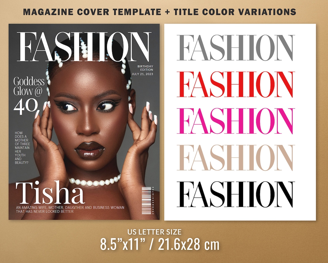 Fashion Magazine Cover Template Bundle Custom Magazine Cover - Etsy UK