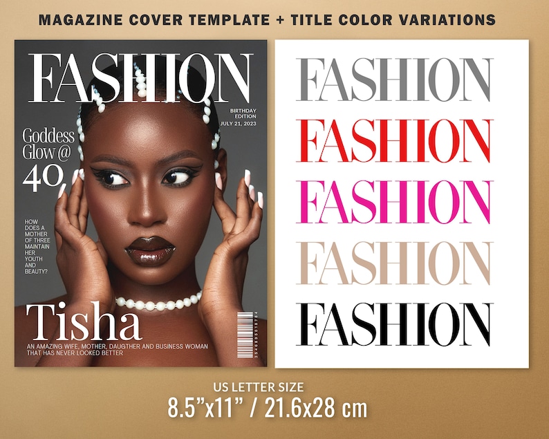 Fashion Magazine Cover Template Bundle Custom Magazine Cover - Etsy UK