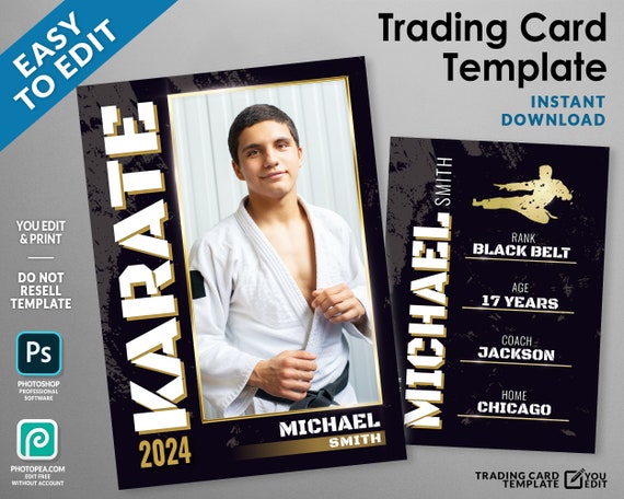Karate Trading Card Template, Karate Gifts, Karate Card Template ...