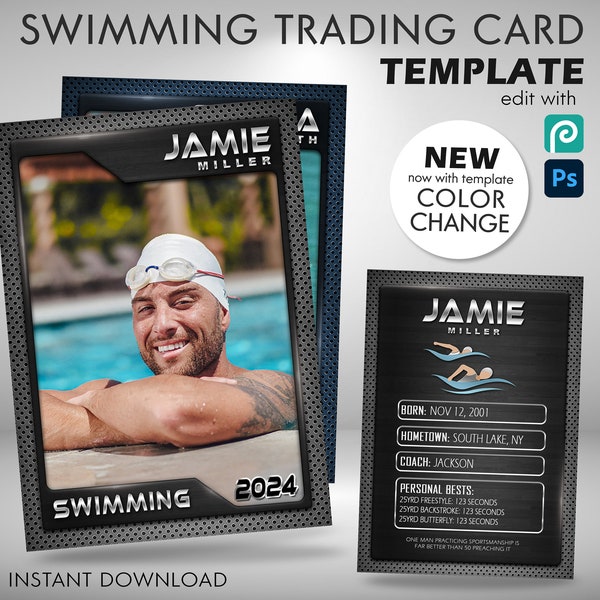 Swimming Card Template - Etsy