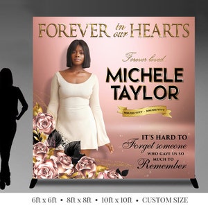 Celebration of Life Backdrop for Women, Rose Gold Memorial Backdrop ...