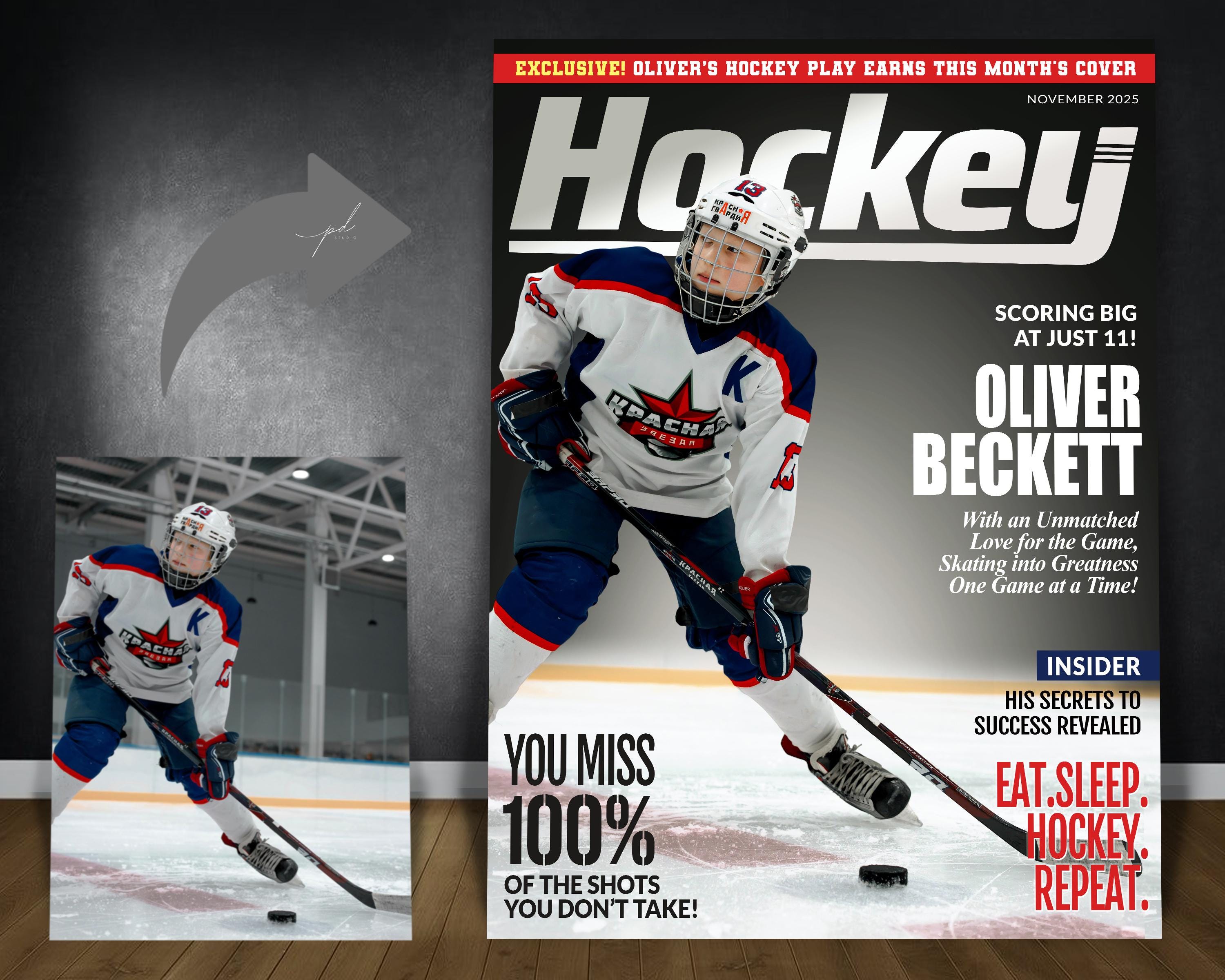 Custom Hockey Magazine Cover, Personalized Hockey Gifts, Unique Hockey ...