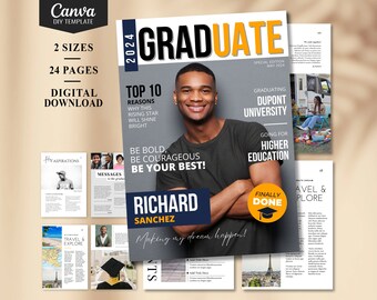 8 Page Graduation Magazine Template, Fully Editable Template, 2024 ...