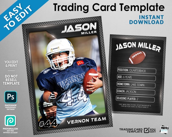 Football Card Template, American Football Trading Card Template ...