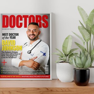 Personalized Doctor Gift Custom Magazine Cover, Doctor Portrait From ...