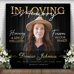 Celebration of Life Backdrop, Memorial Banner, Personalized in Loving ...