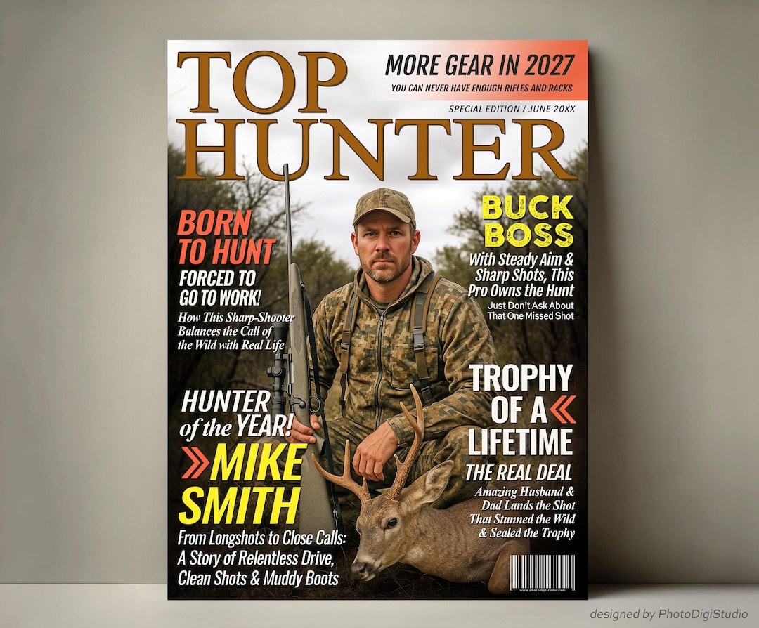 Custom Hunting Magazine Cover, Personalized Hunting Gifts for Men, Deer ...