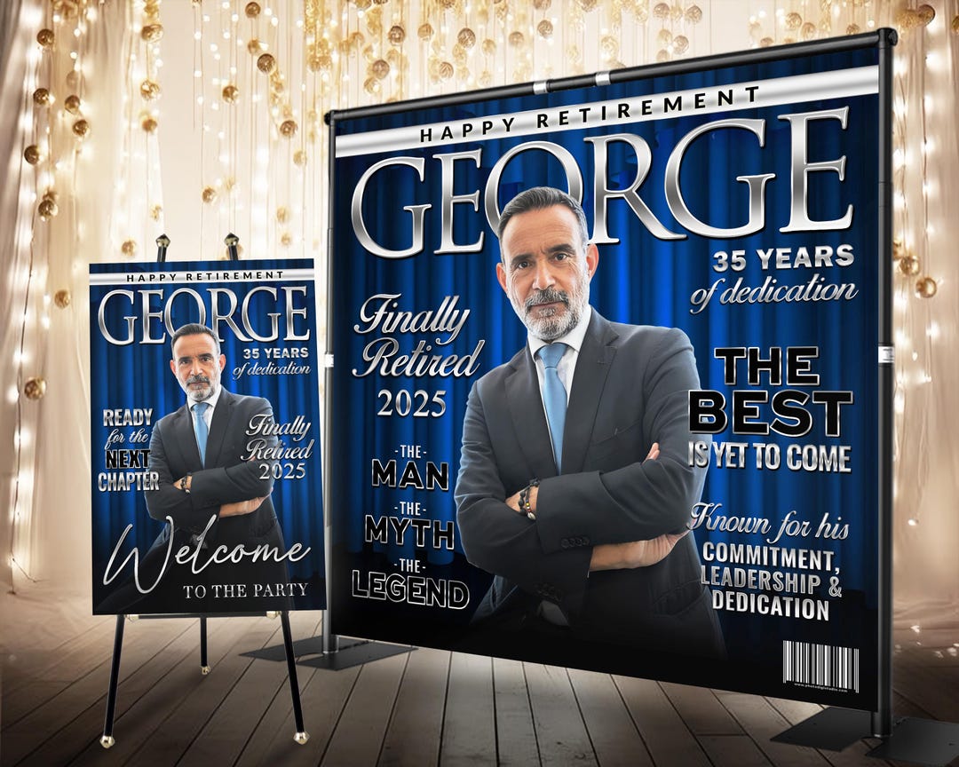 Personalized Retirement Backdrop With Photo Retirement Party Backdrop ...