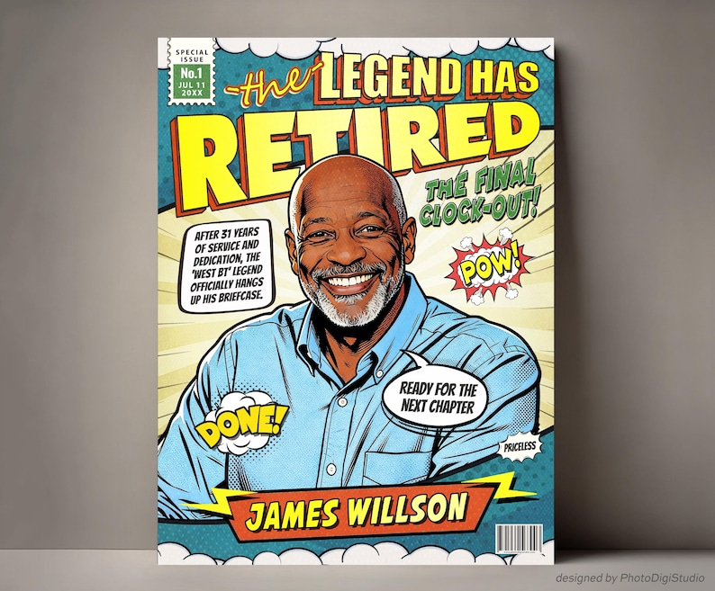 Custom Retirement Comic Book Cover, Personalized Retirement Gifts for ...