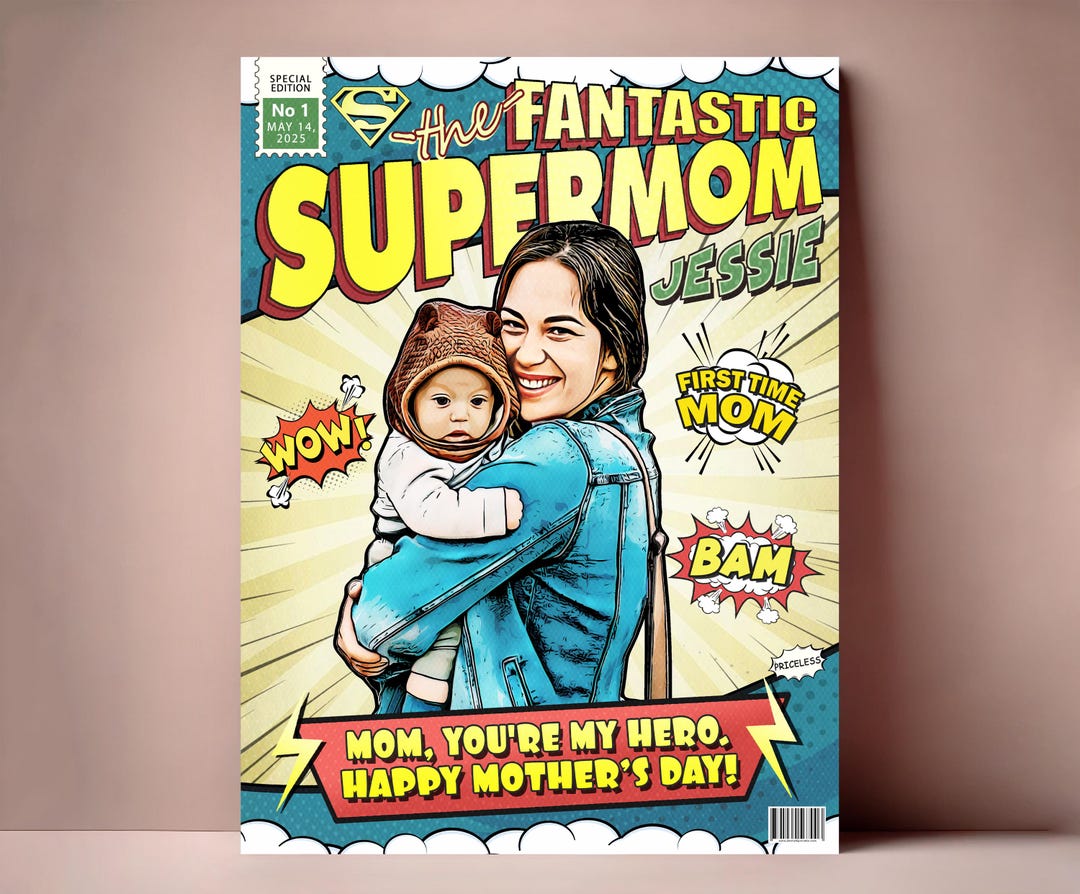 Supermom Comic Book Cover, Personalized Mothers Day Gift Ideas, Custom ...