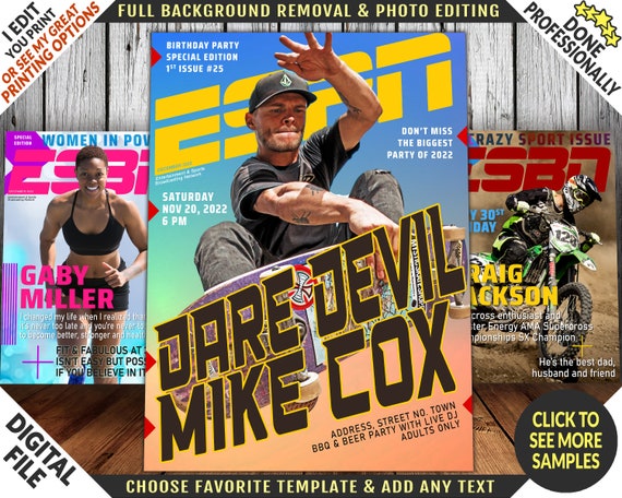 Custom Magazine Cover, ESPN Sport Athletes, Personalized Gift, Extreme ...
