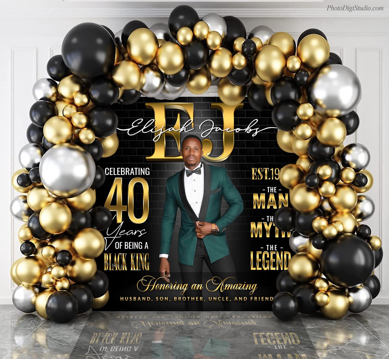 Elegant Custom Birthday Banner for Men, Photo Welcome Sign Personalized ...