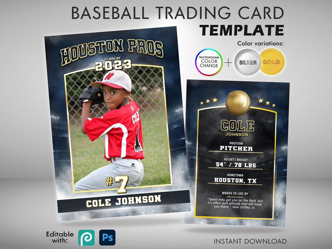 Baseball Card Template, Stadium Trading Card Template, Custom Baseball ...