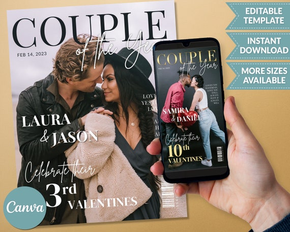 Couple of the Year Magazine Cover TEMPLATE, Custom Couple Portrait ...