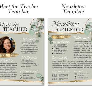 Meet the Teacher Eucalyptus and Gold Template Printable With Newsletter ...