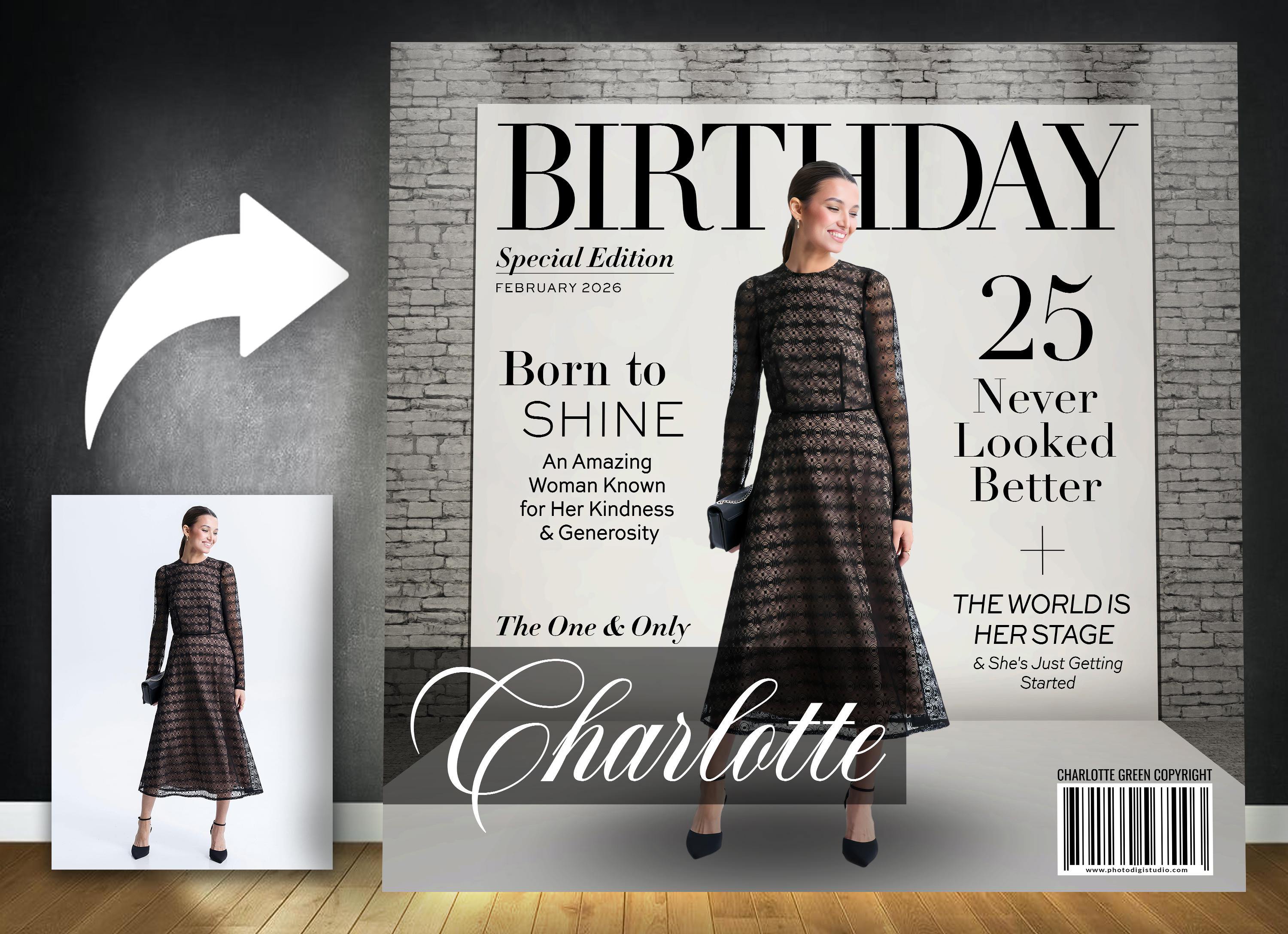 Magazine Cover Backdrop With Photo, Custom Fashion Backdrop, Birthday ...