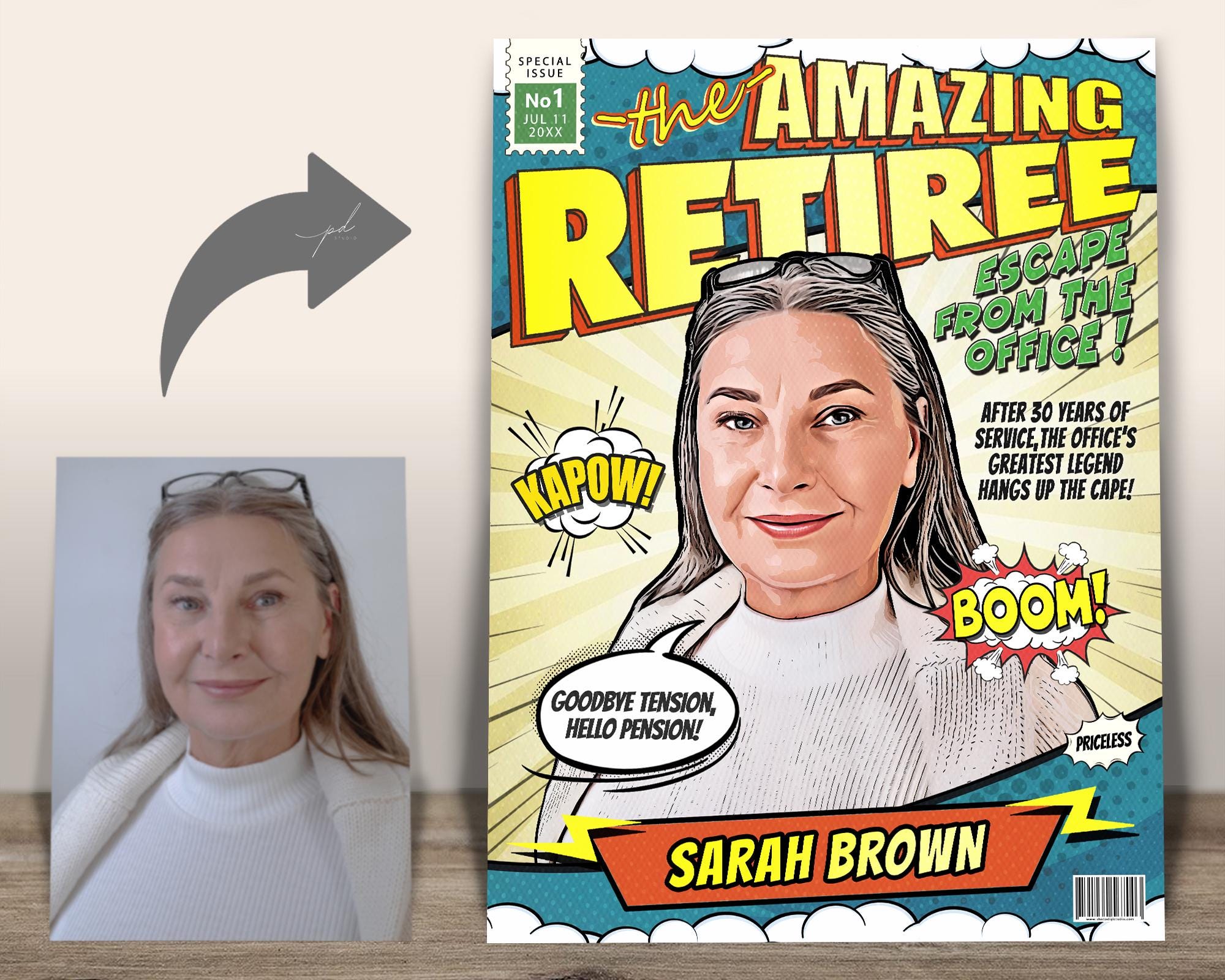 Custom Retirement Comic Book Cover, Personalized Retirement Gifts for ...