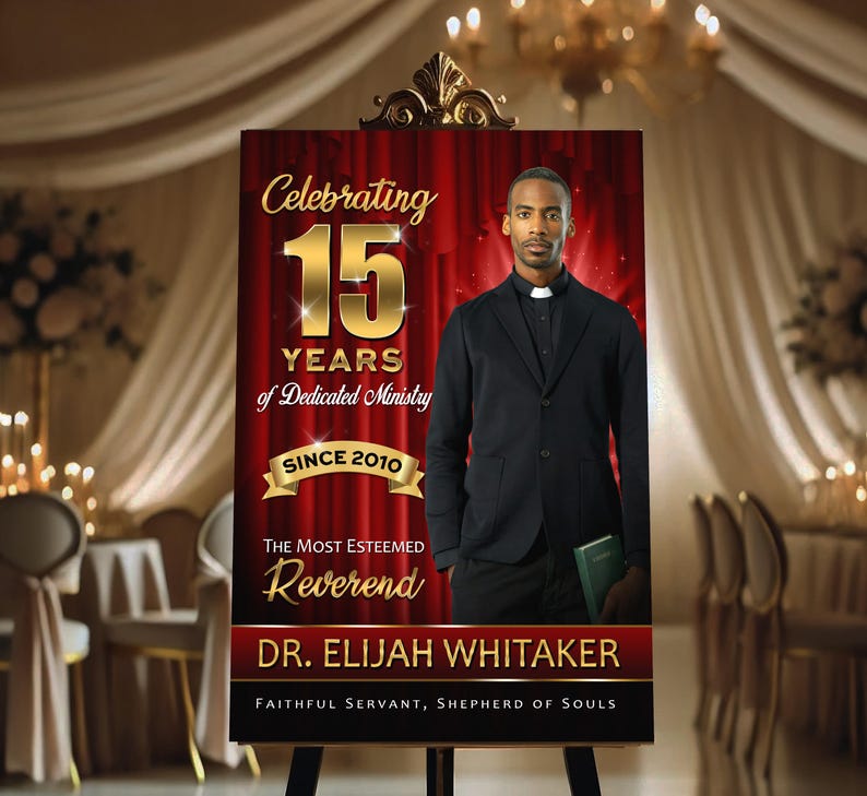 Personalized Pastor Anniversary Banner, Pastor Retirement Backdrop ...