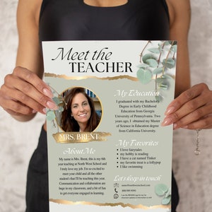 Meet the Teacher Eucalyptus and Gold Template Printable With Newsletter ...