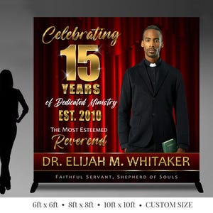 Personalized Pastor Anniversary Banner, Pastor Retirement Backdrop ...