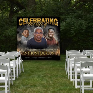 Custom Memorial Backdrop, Funeral Photo Banner, Bootleg Photo Banner ...