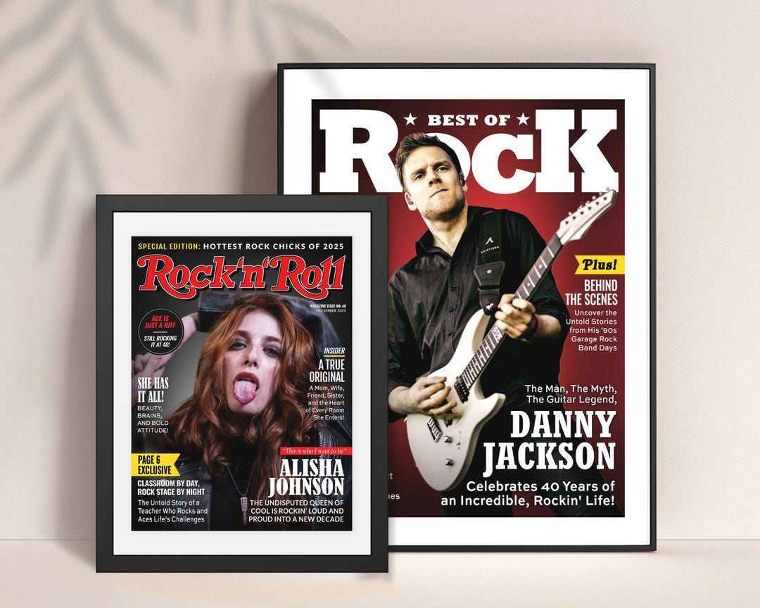 Custom Rockstar Magazine Cover, Personalized Rock Legends Gift, Custom ...