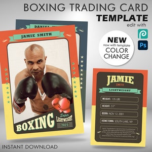 Retro Boxing Trading Card Template, Boxing Card Template Gift for Boxer ...