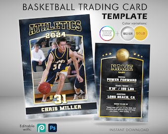 Custom Basketball Trading Card Template Youth Basketball - Etsy