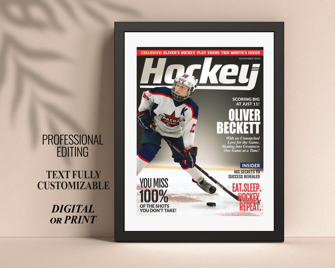 Custom Hockey Magazine Cover, Personalized Hockey Gifts, Unique Hockey ...