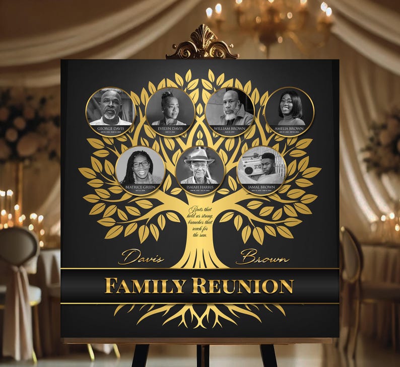 Family Reunion Backdrop With Photos, Family Tree Banner Family Reunion ...